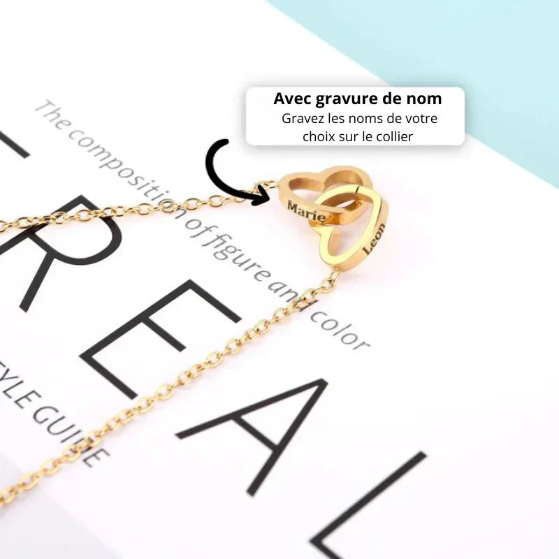 Eternal Rose Gift Set – Double Heart Engraved Necklace – ZavoraZA